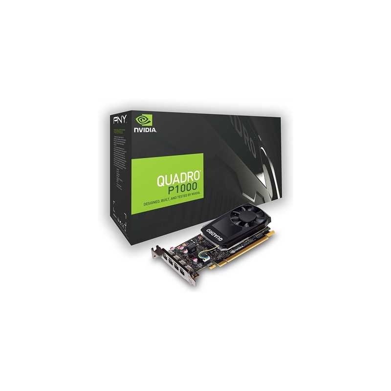 PNY Quadro P1000 Professional Graphics Card, 4GB DDR5, 4 miniDP 1.2 (1 ...