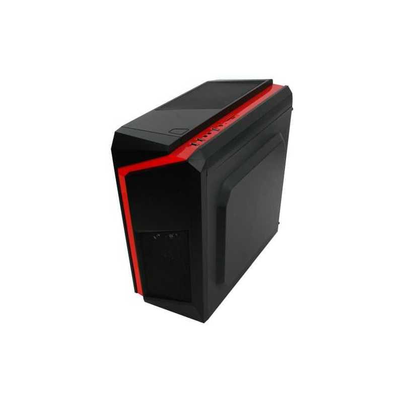 Spire F3 Micro ATX Gaming Case with Windows, No PSU, Red LED Fan, Black ...