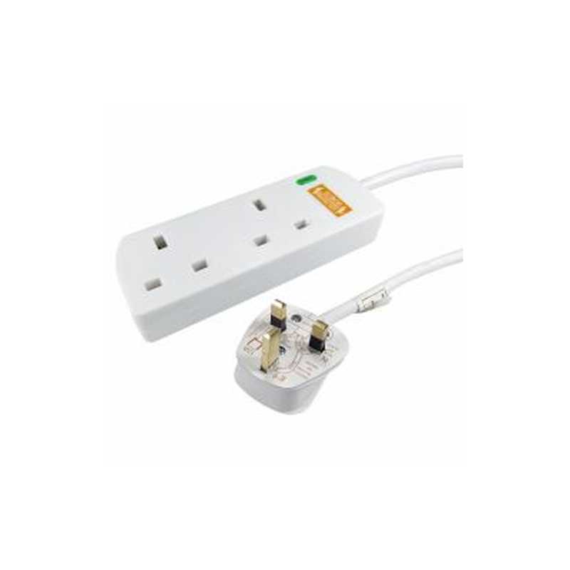 Spire Mains Power Multi Socket Extension Lead, 2-Way, 2M Cable, Surge ...