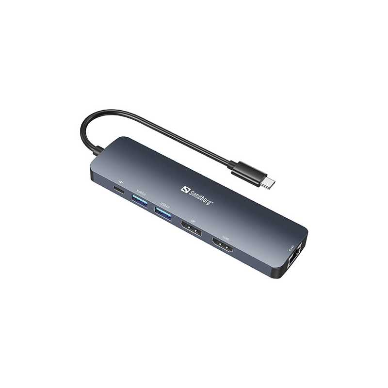 Sandberg (136-43) USB-C 6-in-1 Docking Station - USB-C (up to 100W ...