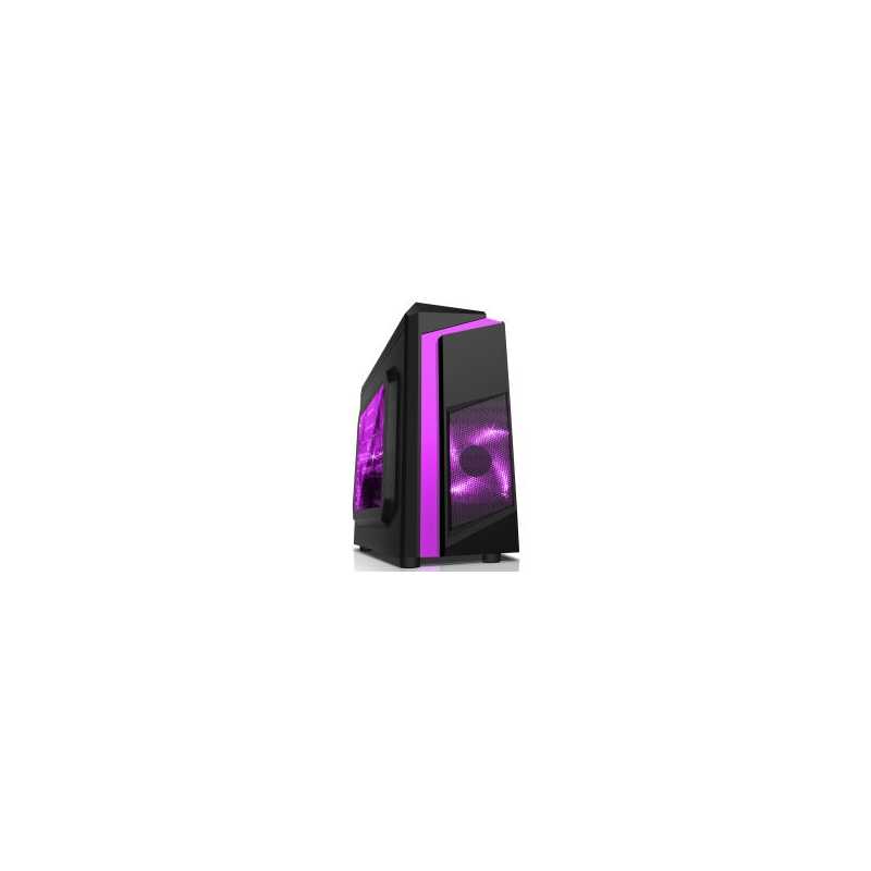 Spire F3 Micro ATX Gaming Case with Windows, No PSU, Purple LED Fan ...