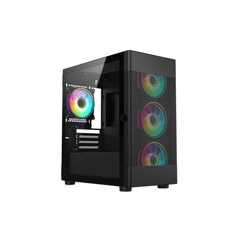 Vida Zephyr Black ARGB Gaming Case w/ Glass Window, Micro ATX, 3x ARGB ...