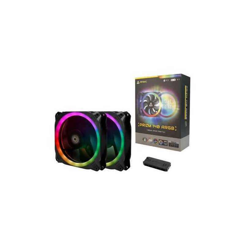 Antec Prizm 140 ARGB PWM RGB Kit, 2 x 14cm Case Fans + Controller