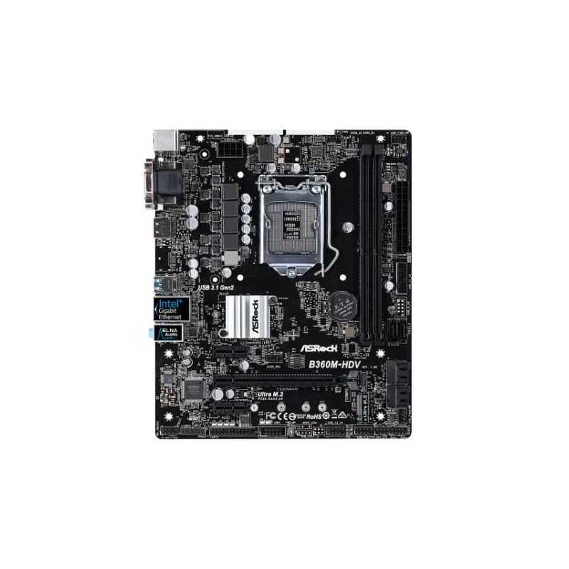 Asrock B360M-HDV, Intel B360, 1151, Micro ATX, DDR4, VGA, DVI, HDMI, M.2