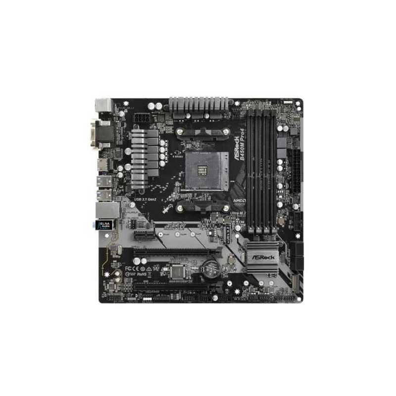 Asrock B450M PRO4, AMD B450, AM4, Micro ATX, 4 DDR4, XFire, VGA, DVI ...
